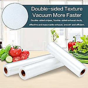 Vacuum Sealer Bags, SEATAO 6 Pack 3 Rolls 11" x 20' and 3 Rolls 8" x 20' vacuum seal bags for food, Environmentally Friendly Degradable Material, Double-sided texture design, Mircowave & Freezer, Sous Vide cooking