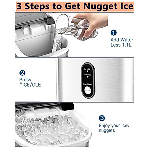Kndko Countertop Ice Maker with Handle, 26 lbs/Day, 9pcs Bullet Ice in 6 min, Smart Self-Cleaning, Portable Ice Makers Countertop for Home/Office/Party/RV