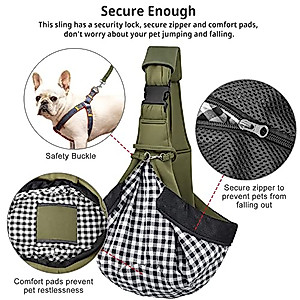 Cuby Dog Sling Carrier for Small Dogs, Hands Free Reversible Breathable Cotton, Safe Travel Sling Bag Carriers for Dog Cat Puppy Pet (Green)