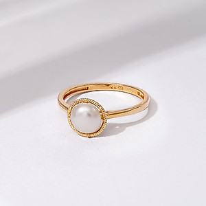 Amazon Essentials 10k Gold Imported Crystal Pearl June Birthstone Ring, Size 6 (previously Amazon Collection)