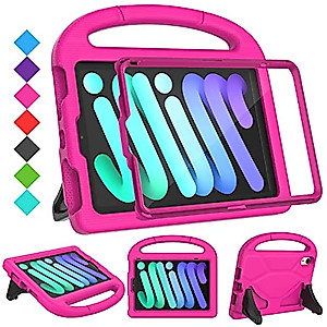 SUPLIK Kids Case for iPad Mini 6 (8.3-inch, 2021), iPad Mini 6th Generation Case for Kids, Built with Screen Protector, Durable Shockproof Protective Cover with Handle Stand, Pink