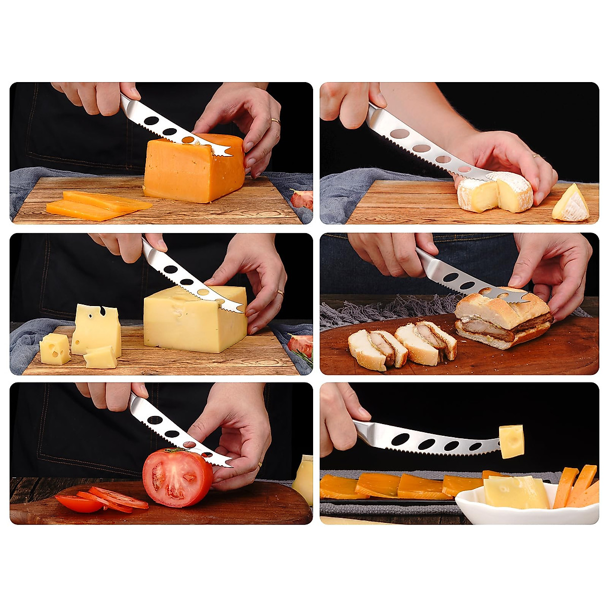 WELLSTAR Cheese Knife, Serrated Tomato Knife 5 Inch Sharp High Carbon Stainless Steel Blade for Cutting All Cheese Types – Silver