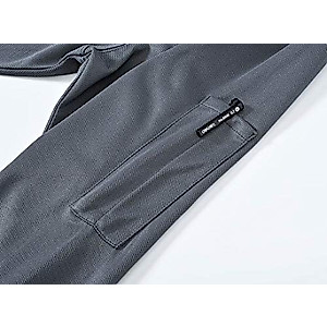 Tyhengta Mens Polo Shirt Long Sleeve Quick Dry Performance Lightweight Tactical Shirts Gray X-Large