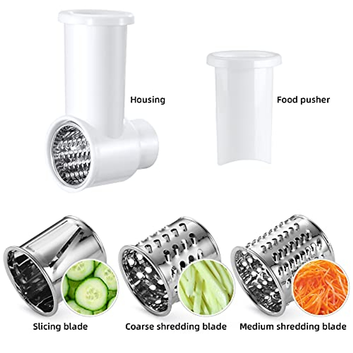 Slicer Shredder Attachments for Kitchenaid Mixer, Slicer Accessories to Quickly Slice Vegetables for Salads,Potatoes,Cucumbers,Casseroles White