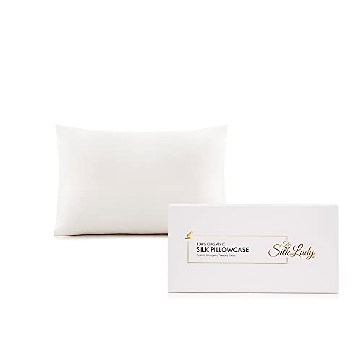 The Silk Lady Pillowcase 100% Organic Mulberry Silk - Matte Finish - (Travel 12" X 16")