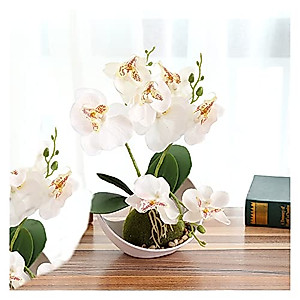 Bonsai Creative Decoration Trigeminal Butterfly Orchid Artificial Flowers Moon Basin Decoration Imitation Plant With Flowerpot Fake Bonsai Fake Tree Fake Bonsai Realistic Mini Realistic Flower