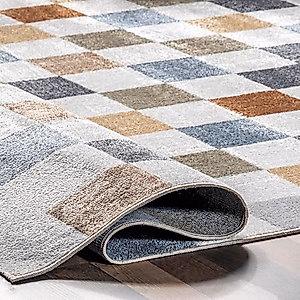 nuLOOM Naya Checkered Machine Washable Area Rug, 4x6, Beige