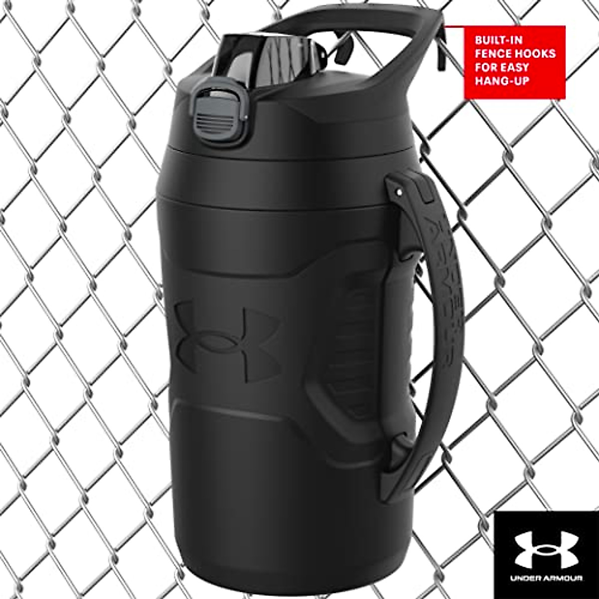Under Armour Playmaker Sport Jug, Water Bottle with Handle, Foam Insulated & Leak Resistant, 64oz, Black
