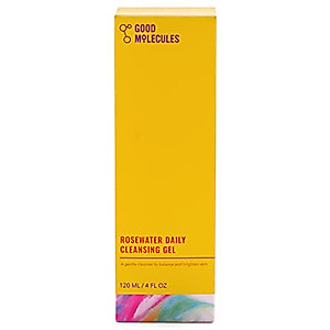 Good Molecules Rosewater Daily Cleansing Gel 120ml/4oz - Hydrating Face Wash, Makeup Remover, and Cleansing Gel With Rosewater and Pineapple Extract - Skincare for Face, Brighten, Cleanse and Clarify
