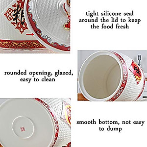Priority Culture Food Storage Containe Food Rice Storage Containe Sealed Storage Tank,Chinese Jar,Ceramic Rice Cylinder with Lid,Large Capacity Cat and Dog Food Storage Bucket,Chinese Style Design