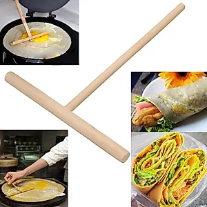 Hemoton Wooden T Shape Crepe Spreader Natural Wooden T-Shaped Tool for Crepes Wooden Crepe Maker Pancake Maker Tool