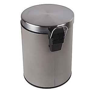 Creative Home 5 Liter/ 1.3 Gallon Round Step Trash Can Wastebasket Garbage Container Bin, Silver