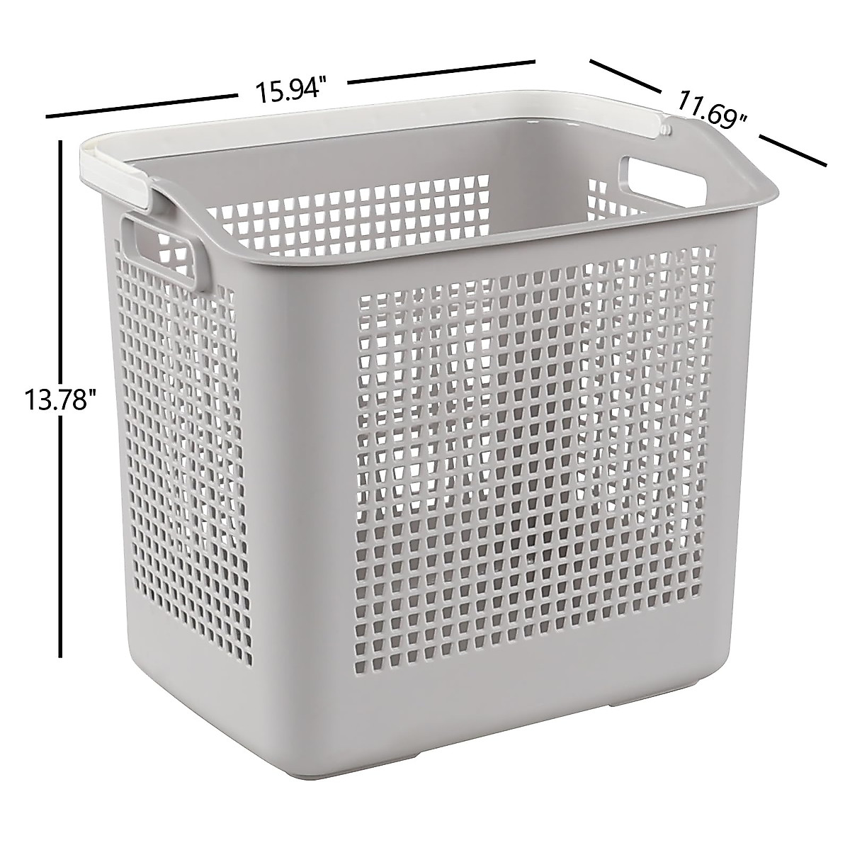 Xeabia 42 L Plastic Dirty Clothes Hampers with Handles, Large Plastic Laundry Baskets, Gray, 4 Packs