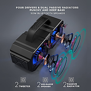 BUGANI Bluetooth Speakers, M83 Speaker IPX6 Waterproof Portable LargeWireless Speaker,Bluetooth 5.2, 60W Big Power, 24H Playtime,Suitable for Family Gatherings and Outdoor Bluetooth Speaker Black