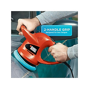 BLACK+DECKER Buffer Polisher, 6 inch Orbital Car Polisher, with Wool or Foam Bonnets (WP900)