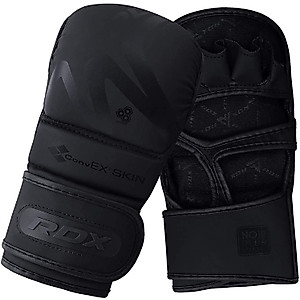 RDX MMA Hybrid Sparring Gloves, Maya Hide Leather, Open Ventilated Palm, Padded Mitts Martial Arts Kickboxing Muay Thai Training Cage Fighting, Men Adult, Punching Bag and Pads Workout