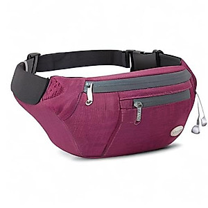 Entchin Fanny Pack for Women Men with 4-Zipper Pockets, premium fashion Waist Pack Crossbody Bum Bags for Hiking, Running, Travel, Cycling and Casual(Burgundy)