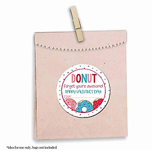 You're Awesome Donut Themed Valentine Party Favor Sticker Labels for Kids, 40 2" Party Circle Stickers by AmandaCreation, Great for Classroom Valentines, Envelope Seals, Gifts, Treats