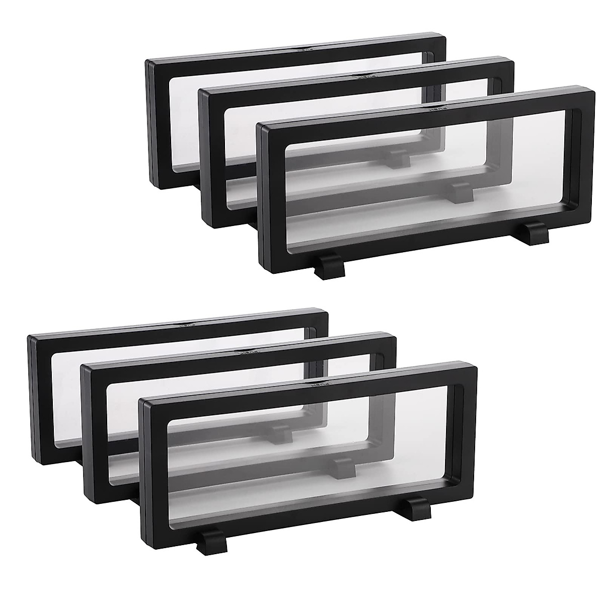 Dicunoy 6 PCS 3D Floating Display Case, Coins Display Stand Holder for Jewelry, Large Suspension Money Frame Box for Dollar Bill, Medallions, Fossils, Rocks, Stamps, 9" x 3.54" x 0.75"