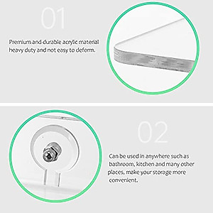 DOITOOL 2 Pcs Bathroom Floating Shelf Clear Acrylic Shower Caddy Adhesive Wall Mount Storage Rack Cosmetic Shampoo Spice Condiment Holder Organizer for Toilet Kitchen