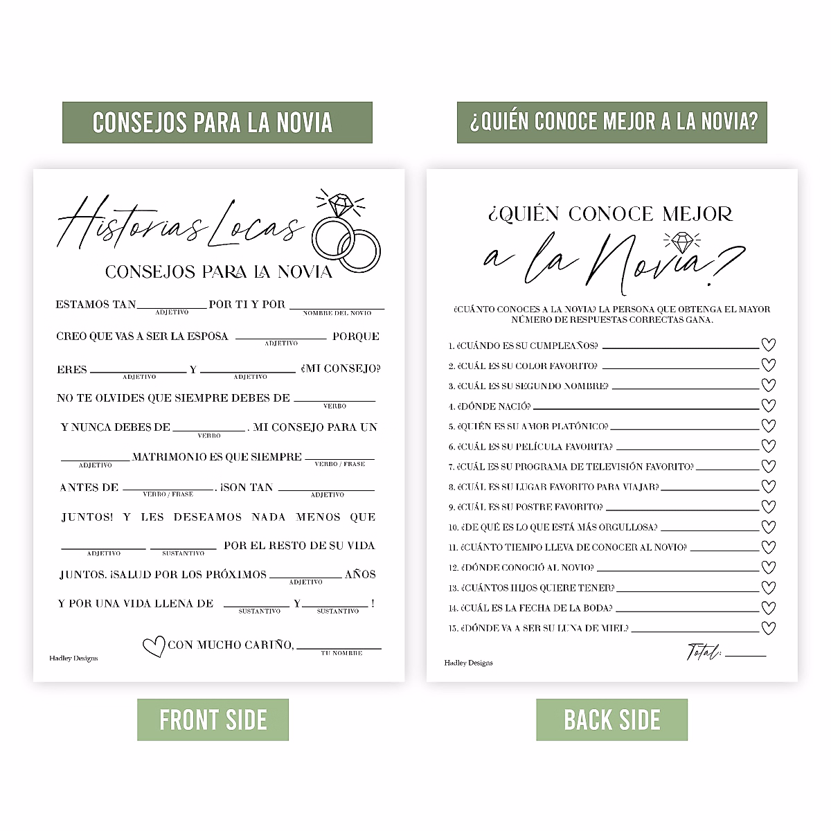 Minimalist Spanish Bridal Shower Games 20 Guests - Juegos Para Despedida De Soltera En Español, Wedding Shower Games, Bridal Shower Bingo In Spanish, Popular Bridal Shower Games Spanish Edition