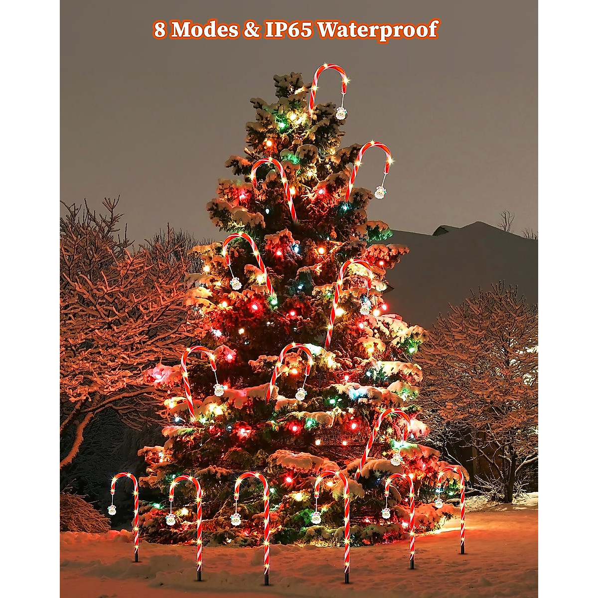 CRILEAL Christmas Decorations 12pcs Candy Cane Lights, 84LED Solar Christmas Lights Outdoor Waterproof with 8 Modes, Christmas Outdoor Yard Decor for Garden/Lawn/Tree/Pathway/Patio