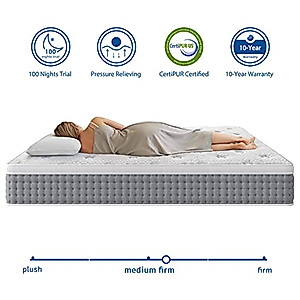 Sleepmax 14 Inch King Mattress - Hybrid Mattress Made in USA - Medium Firm Memory Foam with Individual Pocket Springs, Bed Mattress-in-a-Box