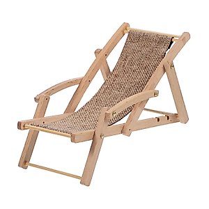 CIYODO ，， ， Chairs Decor Chaise Lounge Reclining Chair Beach Chair Doll Chair Mini Deck Chair Model Miniature Chair Miniature Deck Chair Mini House Chair Model Wood