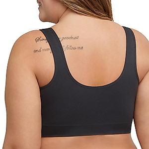 JUST MY SIZE Womens Pure Comfort Light Support Pullover Wireless T-shirt With Moisture-wicking Bra, Black, 6X-Large US