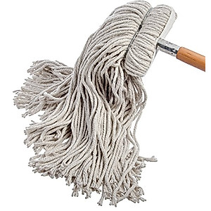 SPARTA Flo-Pac Mop Head Cut-End, Screw Top with White Band for Organized Cleaning, 18 Inches, White