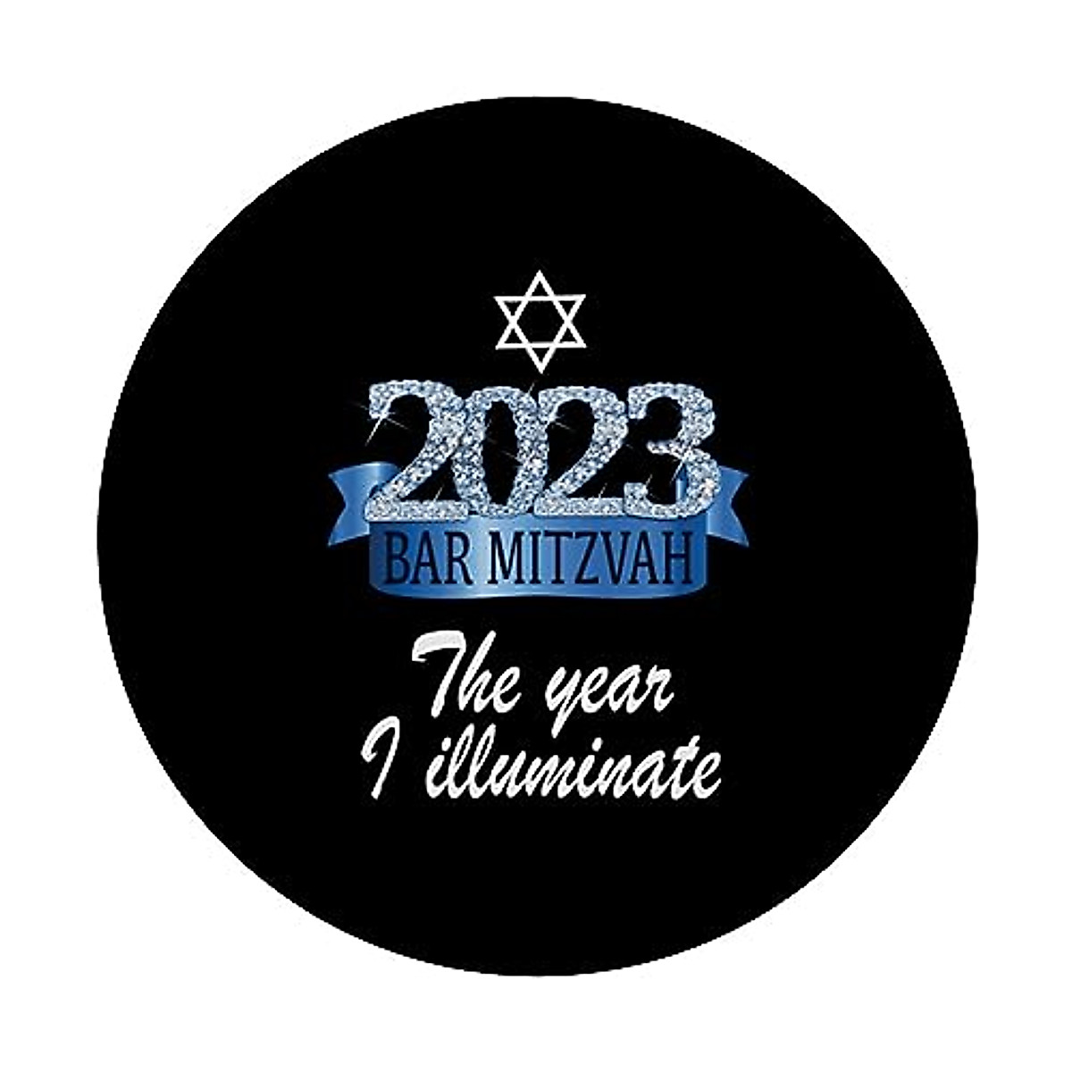 2023 Bar Mitzvah Quote Festive Black Blue Decor PopSockets Standard PopGrip