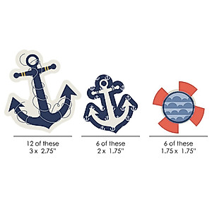 Big Dot of Happiness Ahoy - Nautical Paper Straw Decor - Baby Shower or Birthday Party Striped Decorative Straws - Set of 24