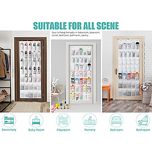 Tiblue Over The Door Shoe Organizer 35 Mesh Pockets Hanging Shoe Organizer Shoe Rack For Door Closet Entryway Bedroom Pantry Organizer - Shoe Holder Hanger For Sneakers, Women High Heeled Shoes White