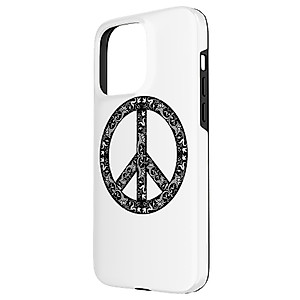 iPhone 15 Pro Max Cool Black & White Floral Patterned Peace Sign Case