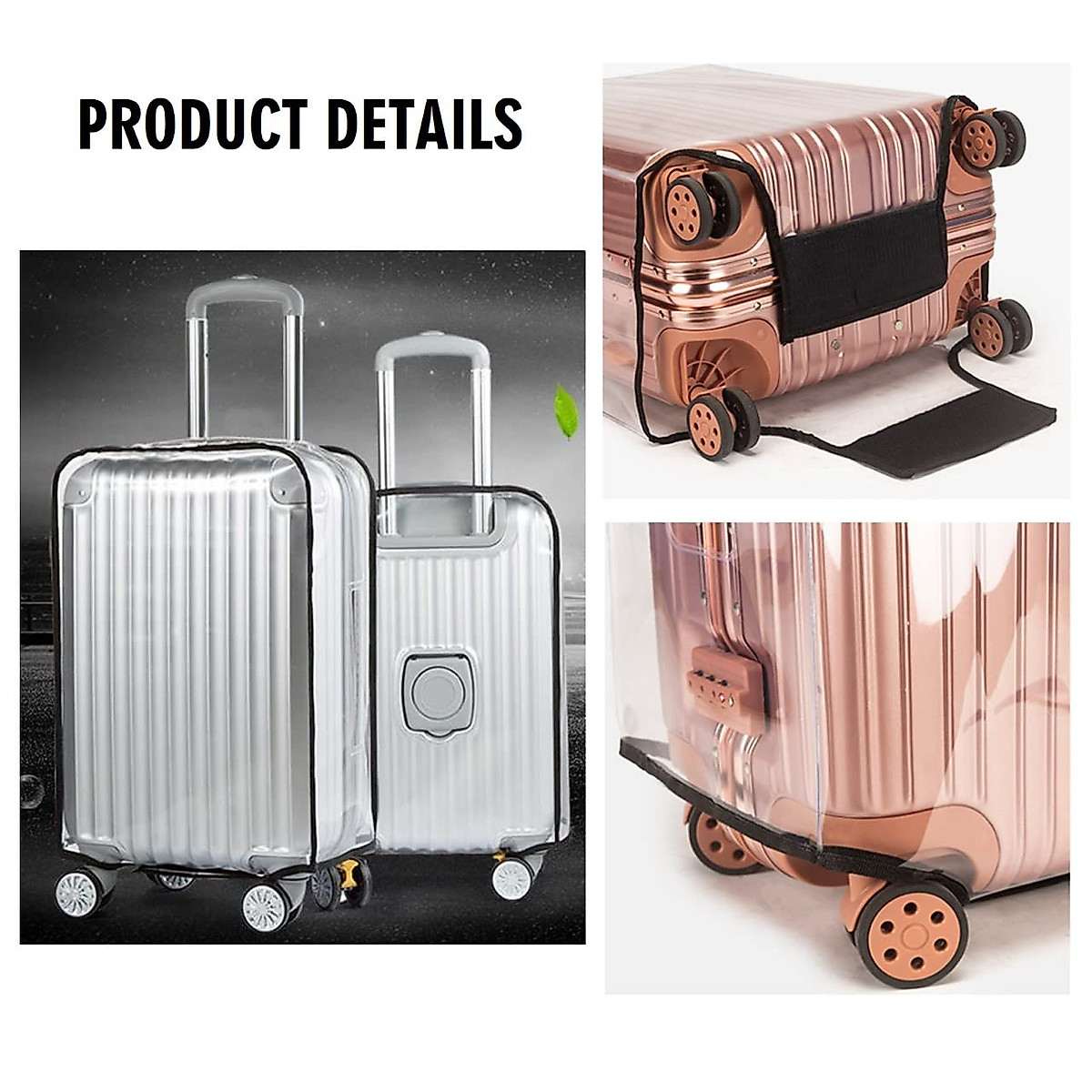 FABULWAY Clear PVC Suitcase Cover Protectors Transparent Luggage Cover Waterproof Wheeled Suitcase Dust Cover Dustproof Travel Luggage Sleeve Protector (22")