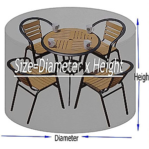 Ziewee Round Outdoor Table Cover Waterproof 600D Round Patio Furniture Covers Patio Table Cover for Table and Chair Sets Rainproof & Snowproof Patio Cover 96" Dia x 36" H / 240x90cm