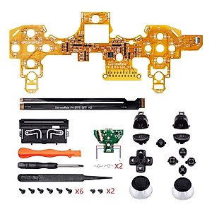 eXtremeRate Multi-Colors Luminated D-pad Thumbstick Trigger Home Face Buttons, Black Classical Symbols Buttons DTFS (DTF 2.0) LED Kit for PS4 Slim Pro Controller - Controller NOT Included