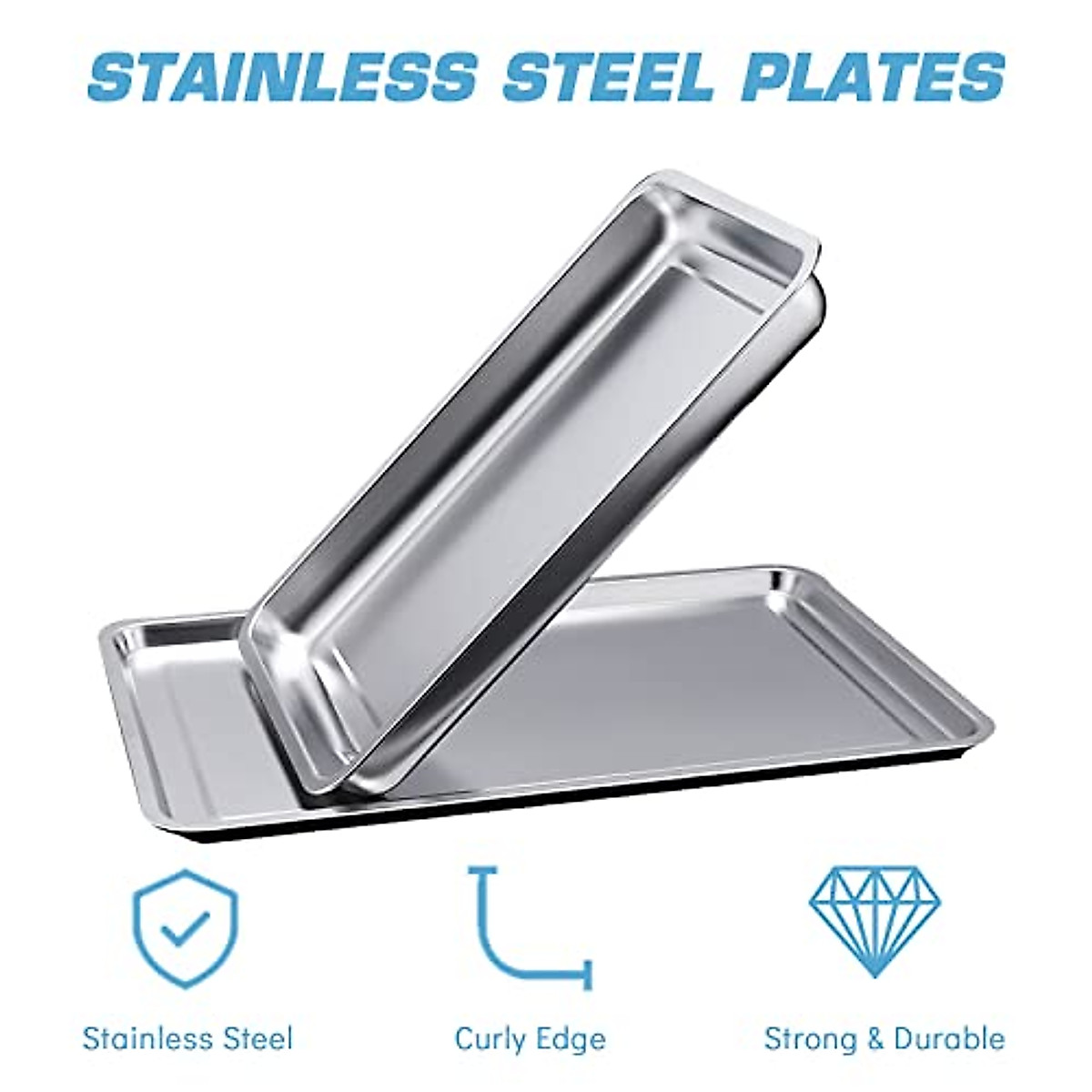 Stainless Steel Tray - Narkysus 5 Pack Stainless Steel Dental Lab Tray 13.5'' X 10'' Flat Metal Tray Tool for Lab Dental Instrument Bathroom Organizer Tattoo Station Tattoo Supplies