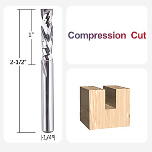 SpeTool 5PCS Compression Router Bits 1/4 inch Shank 1/4" Cutting Diameter ,Carbide UP Down CNC Router Bits Set Wood Router End Mills Carving Slotting Edge Cutting