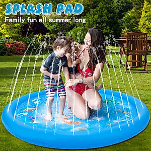 KingsDragon Splash Pad for Kids, 68" Sprinkler Outdoor Summer Swimming Wading Water Toys for Dogs Toddlers Kiddie Baby, Sprinkle & Splash Inflatable Pool Play Mat Gifts for 3-12 Year Old Boys Girls