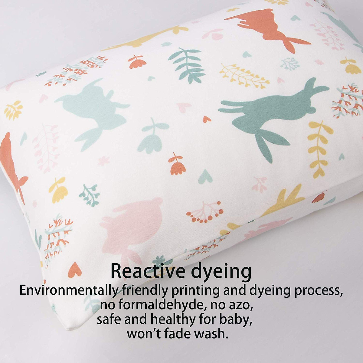 NTBAY Organic Cotton Toddler Pillowcases - Super Soft & Breathable Jersey Cotton Toddler Pillow Cases, 13”x18” Pillow Cases with Envelope Closure, Rabbits