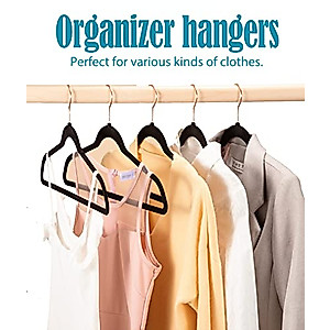 Smartor Velvet Hangers 50 Pack, Black Felt Hangers Non Slip with Rose Gold Hook, Premium Felt Hangers for Adult, Heavy Duty Velvet Hanger for Coat, Suit, Short, Skirt, Dress (Black)