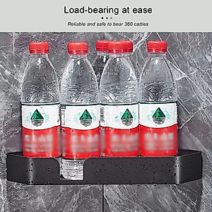 MBBJM Bathroom Shelf Organizer Shower Black Corner Shelves Wall Mounted Aluminum Toilet Shampoo Holder No Drill