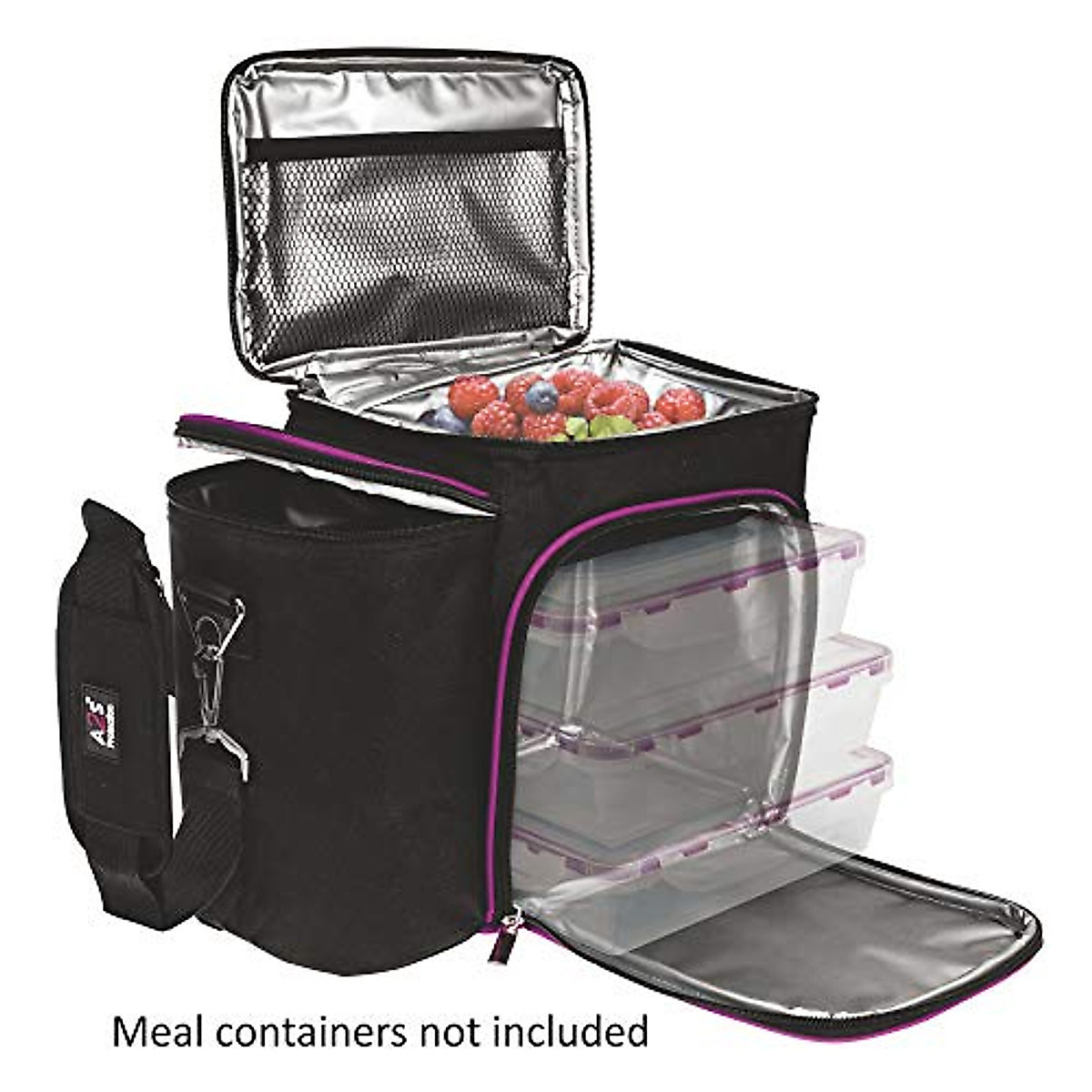 Large Meal Prep Lunch Box - Insulated Lunch Box For Women or Men - Perfect For Multiple Containers/Meals - Keep Food Cool and Organized - A2S Black/Red