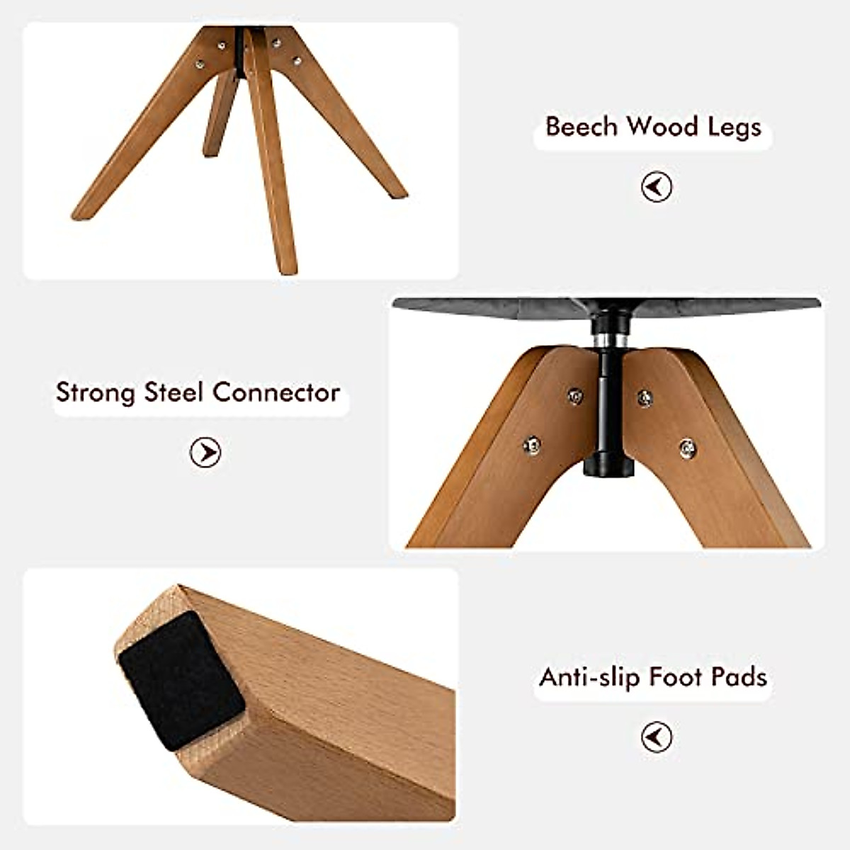 Giantex Desk Chair No Wheels, Super Easy to Install, Mid Century Computer Desk Armchair with Linen Fabric and Soft Sponge Filling, Swivel Accent Chair for Home Office, Grey