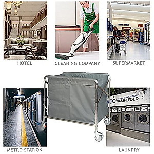 tonchean Laundry Basket on Wheels, Commercial Rolling Laundry Trolley, Heavy-Duty Collapsible Laundry Hamper Sorter Cart for Industrial/Hotel/Home