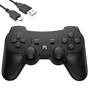 Eagolloar Wireless Controller for PS3, Dual Analog Bluetooth Rechargeable Game Controller for PS3 with Charging Cable,Dual Vibration