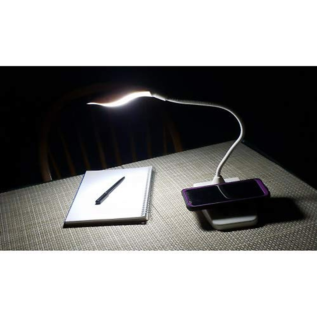 ViviLux LED Task Lamp with Wireless Charger, USB Port and Flexible Neck; Rechargeable Battery Powered, Lightweight and Compact Desk or Table Lamp for School, Work, Hobbies, Crafts, Reading and More