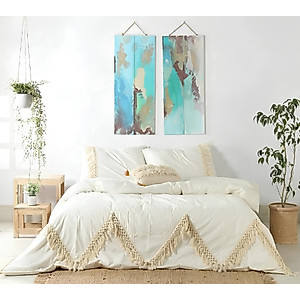 INDACORIFY 3 Pcs Boho Tassel Duvet Cover with Fringes Bedding Washed Duvet Cover Queen King Double Twin Custom Size Fringes Duvet Cover Boho Bedding (Over Size 108X108 Inches)