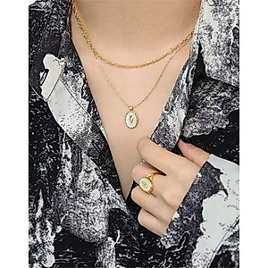Vintage Tulip Flower Pendant Necklace for Women Girls s925 Sterling Silver 18K Gold Plated Embossed Oval Link Chain Adjustable Christmas Valentine Birth Month Jewelry Gifts for Mother Lover (Gold)